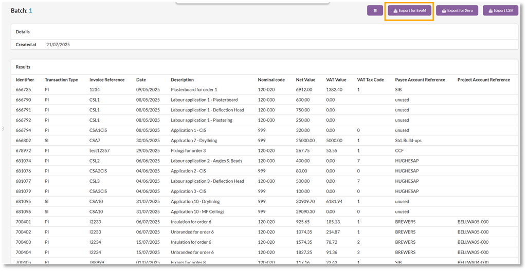 How to create an accounts batch/CSV file