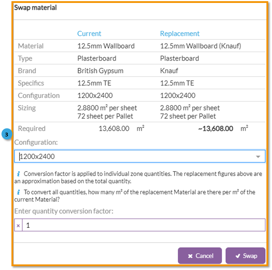 Swapping materials onsite - Material bill & rate build up